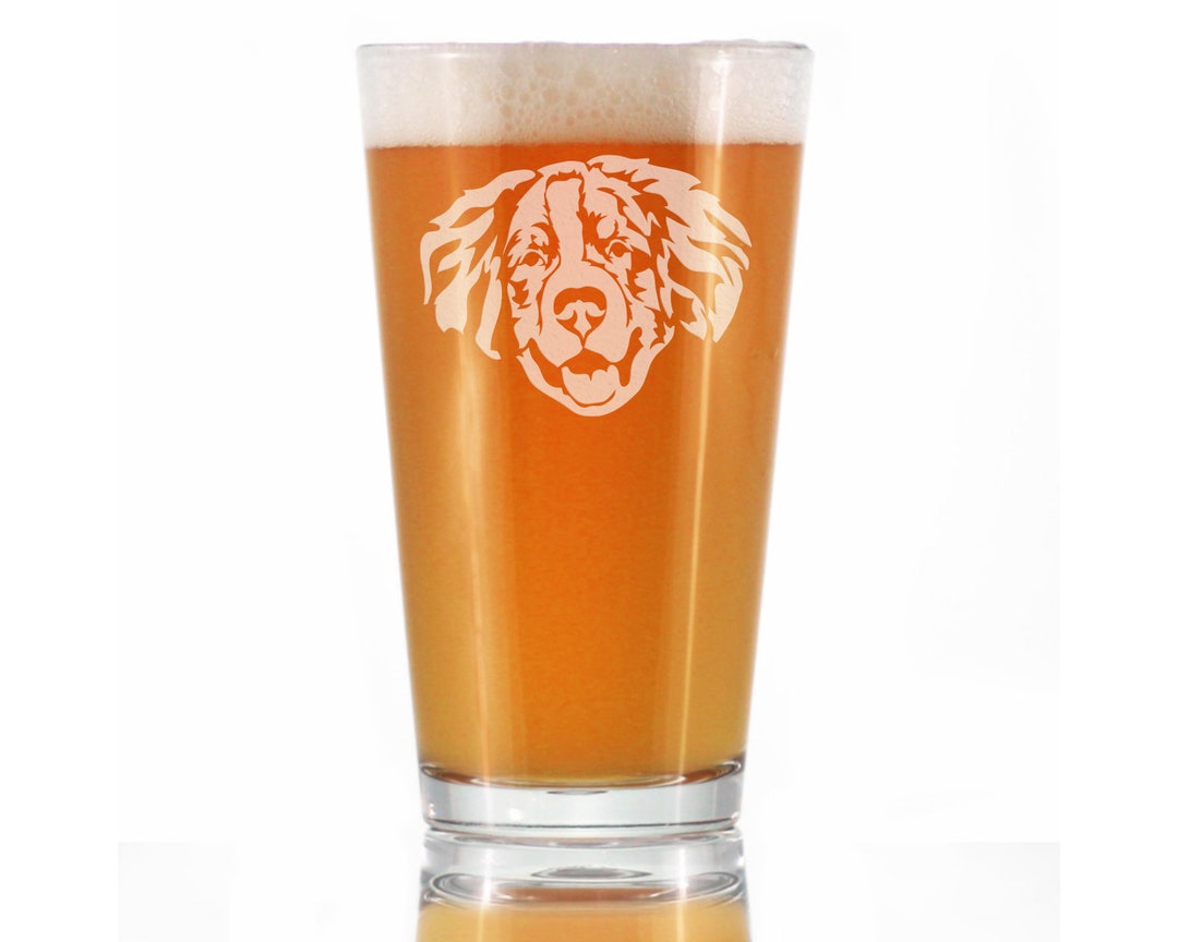 Bernese Mountain Dog Face - Pint Glass, 16 Oz, Etched Sayings - Cute ...