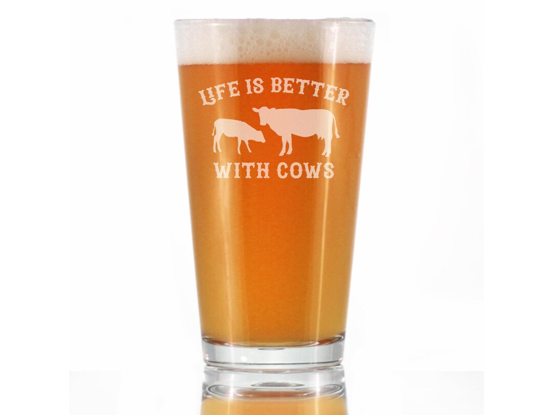 Geätztes Kuh-Pintglas: Bauernhaus-Bier-Liebhaber-Geschenk (16 Oz ...