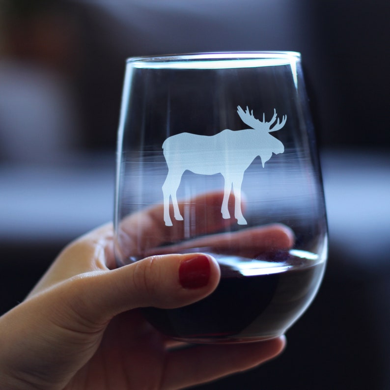 Moose Silhouette Cute Stemless Wine Glass Moose Decor - Etsy