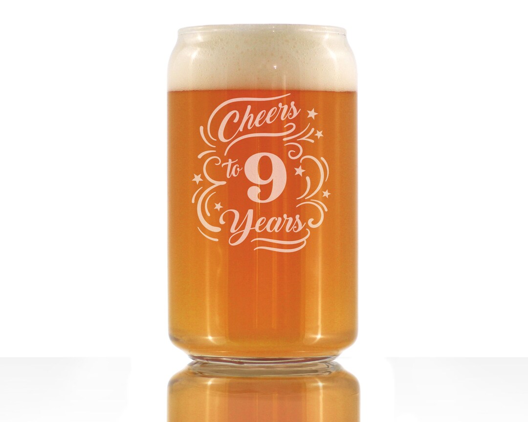 Cheers to 9 Years Beer Can Pint Glass Gifts for Women & Men 9th ...
