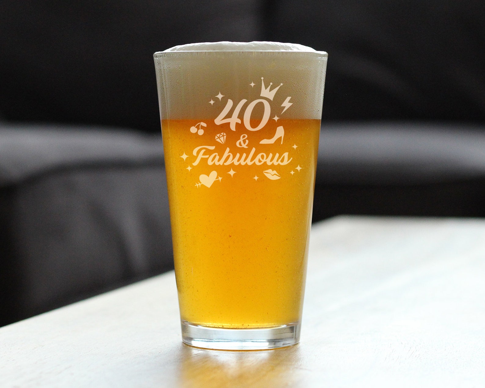40 and Fabulous - Pint Glass for Beer - Funny 40th Birthday Gifts for ...