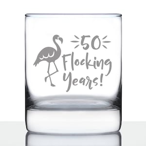 50 Flocking Years | 10 Oz Rocks Glass or Old Fashioned Glass, Etched ...
