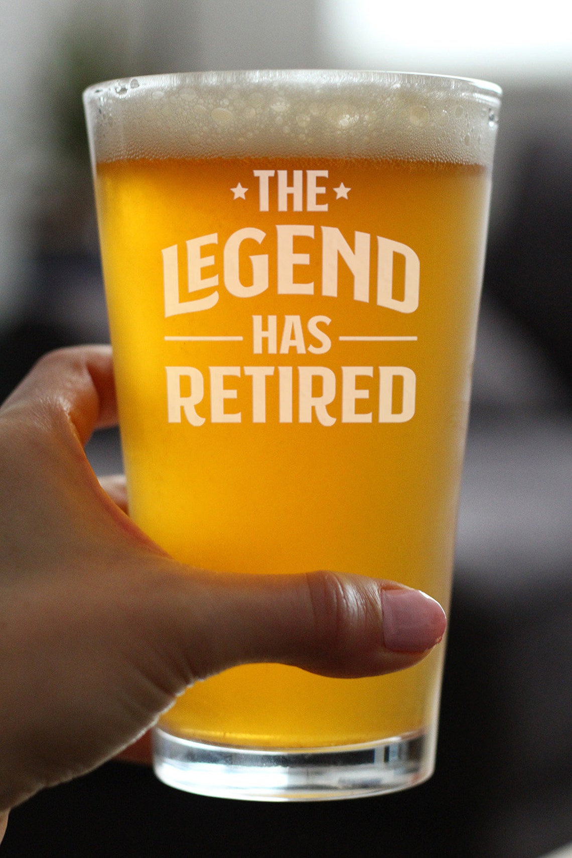 The Legend Has Retired Cute Funny Pint Glass 16 Oz Etched - Etsy