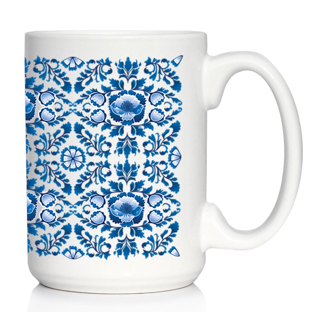 Delft Blue and White Coffee Mug - Floral Dutch Pattern Gifts - White ...