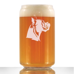 Boxer Face Pointed Ears Funny Beer Can Pint Glass, Etched Sayings Cute ...