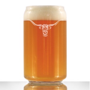 Longhorn Beer Can Pint Glass Etched Animals Farmers Gift for | Etsy