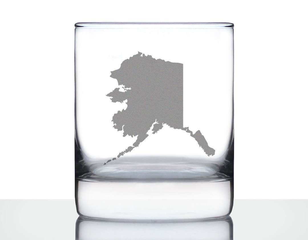 Alaska State Outline Rocks Glass or Old Fashioned Glass - Engraved Gift ...