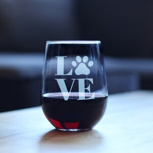 LOVE Paw Print | Cute Stemless Wine Glass for Dog & Cat Moms, Large 17 ...
