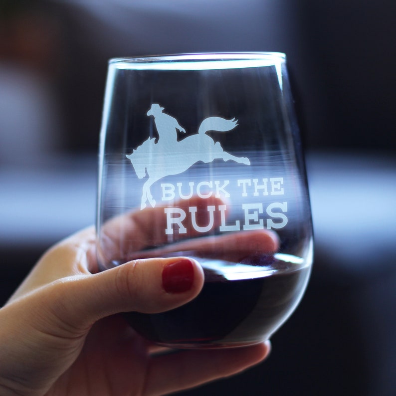 Buck the Rules Cute Funny Stemless Wine Glass Large 17 - Etsy