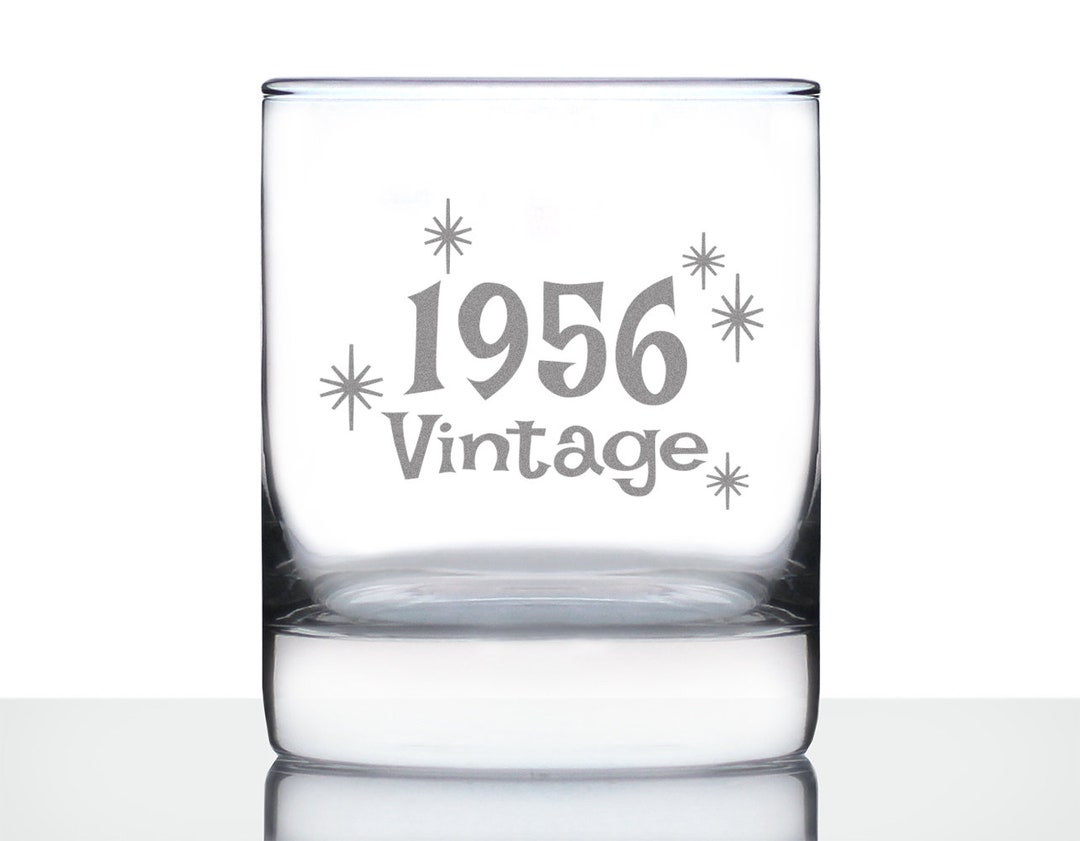 Vintage 1956 Fun 68th Birthday Whiskey Rocks Glass Gifts for Men ...