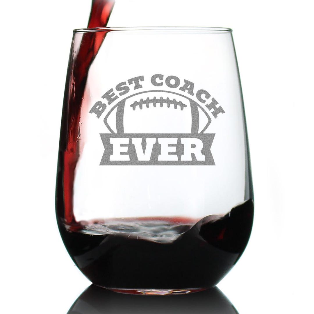 Football Coach Gifts for Coaches Stemless Wine Glass Best Coach Ever ...