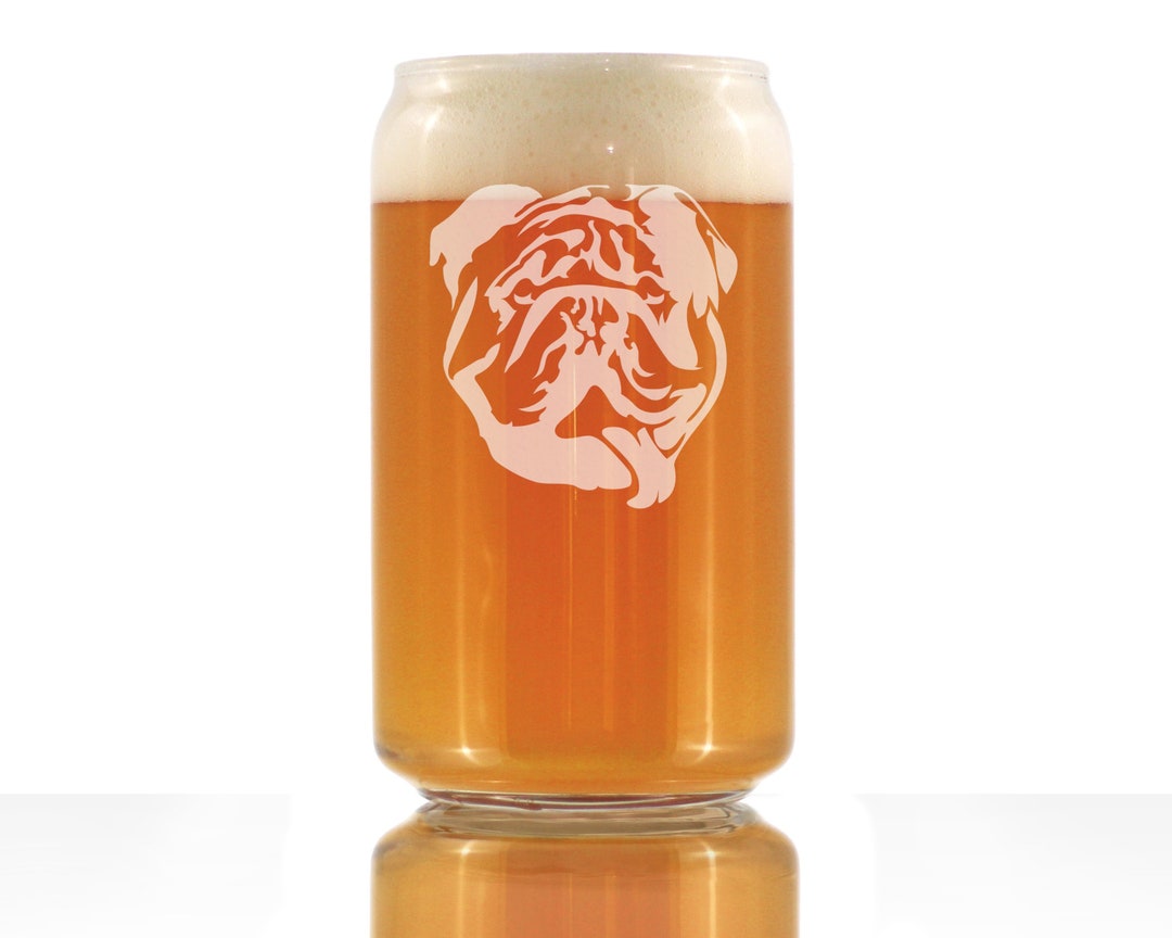 Bulldog - Cute Funny Beer Can Pint Glass, Etched Sayings - Cute Gifts ...