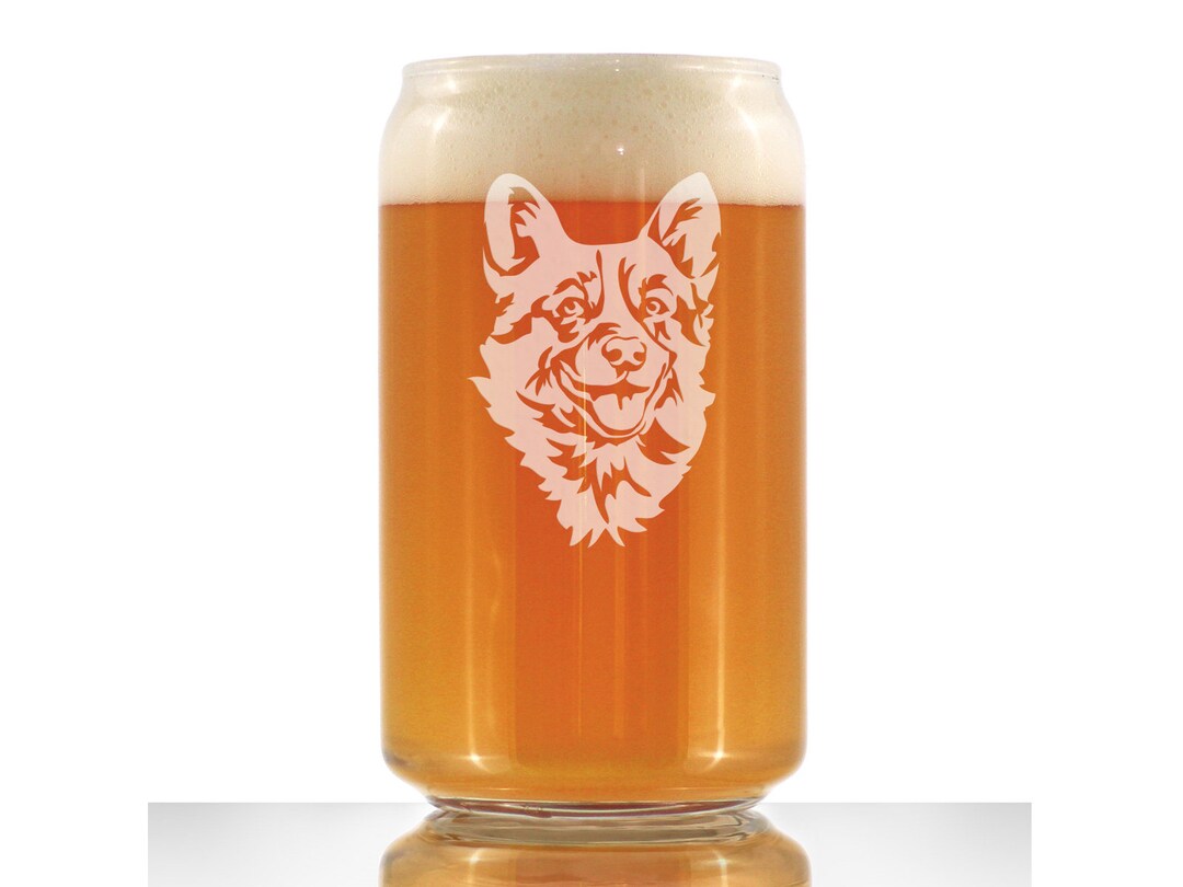 Welsh Corgi Face - Beer Can Pint Glass, Etched Sayings - Cute Gifts for ...