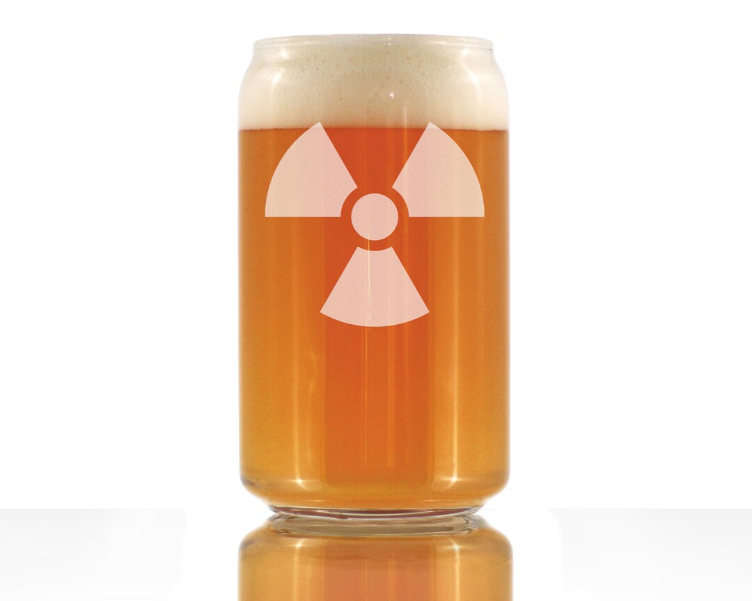 Radiation Symbol Beer Can Shaped Pint Glass - Unique Engraved Gifts for ...