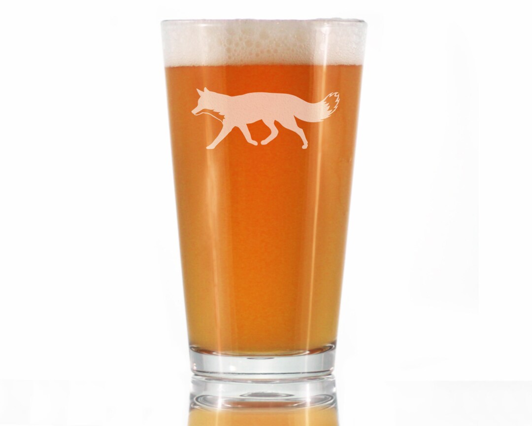 Fox Silhouette Pint Glass for Beer - Cabin Themed Fox Gifts or Rustic ...