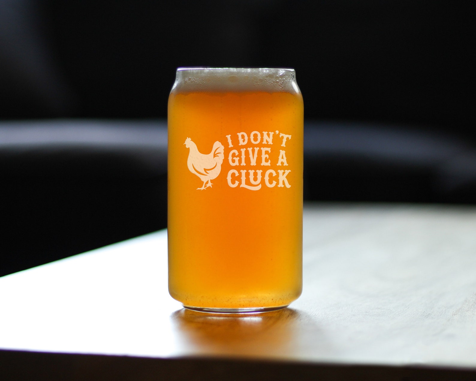 Don't Give A Cluck - Cute Funny Beer Can Pint Glass, Etched Sayings ...