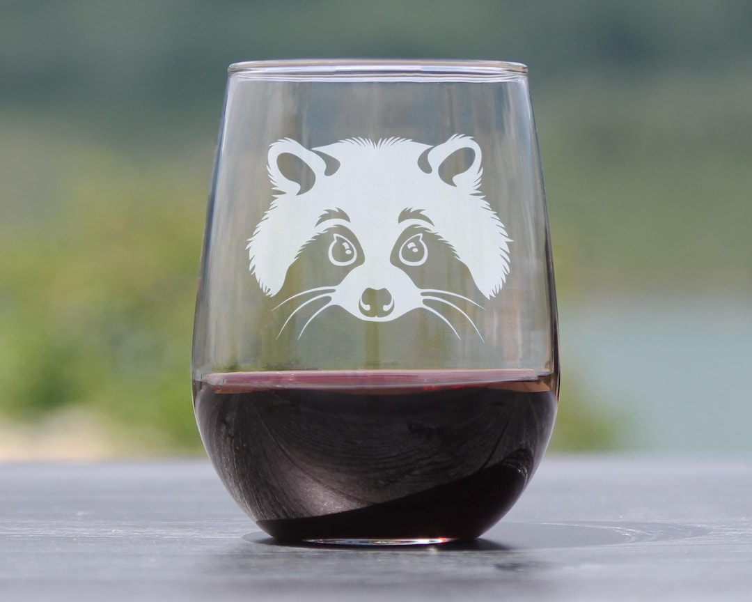 Raccoon Face - Stemless Wine Glass - Cute Raccoon Gifts for Animal ...