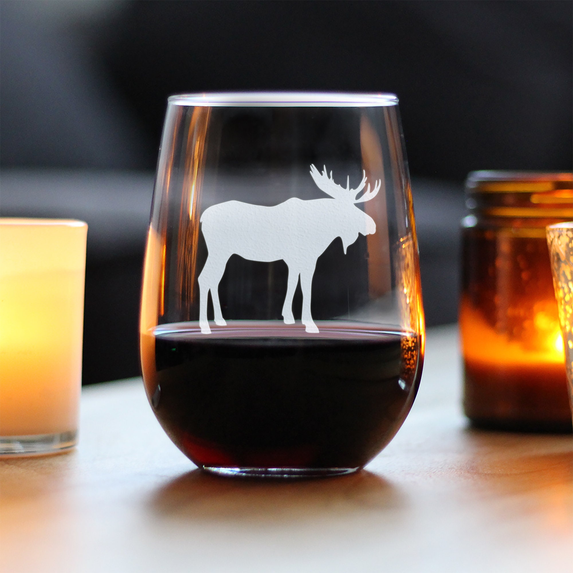 Moose Silhouette Cute Stemless Wine Glass Moose Decor - Etsy
