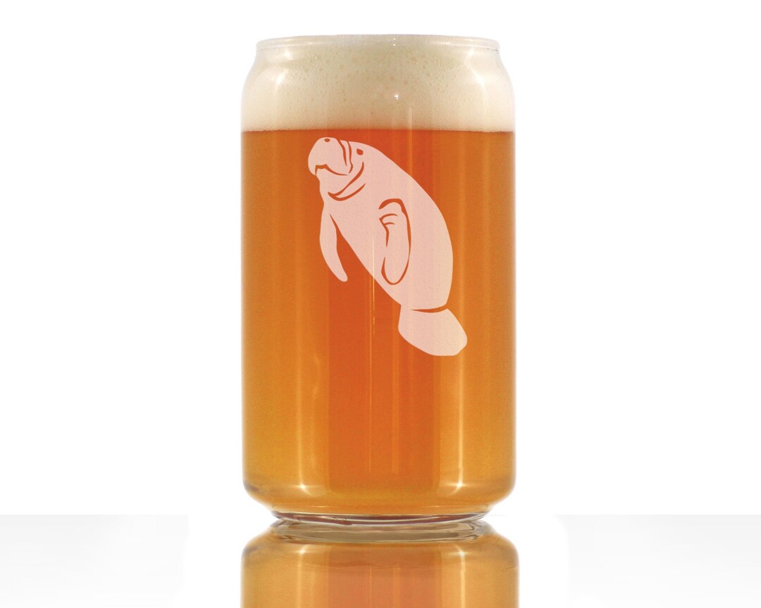 Manatee - Cute Funny Beer Can Pint Glass, Etched Sayings - Beach House ...