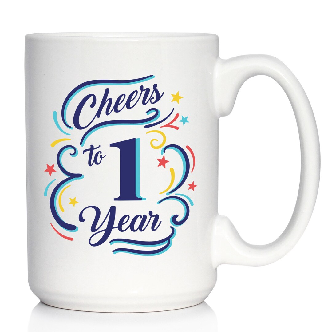 Cheers to 1 Year - Coffee Mug Gifts for Women & Men - 1st Anniversary ...