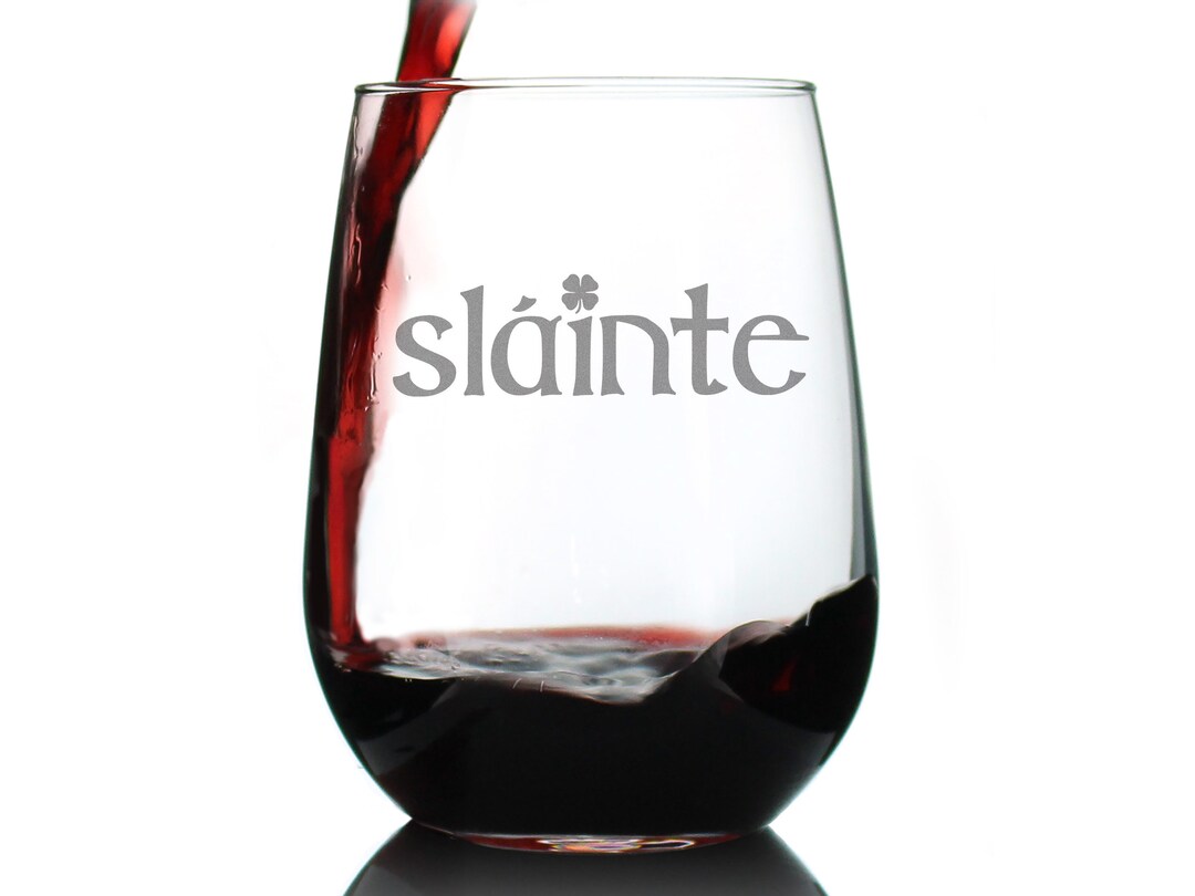 Slainte Irish Cheers Stemless Wine Glass: Etched Celtic Gift - Etsy