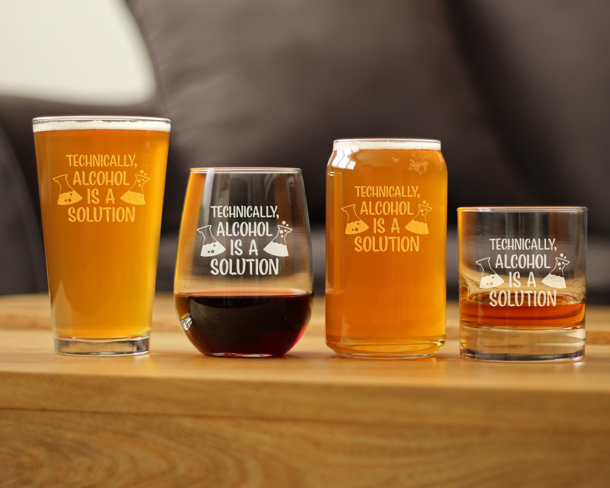 Alcohol is a Solution Cute Funny Pint Glass for Beer Etched - Etsy