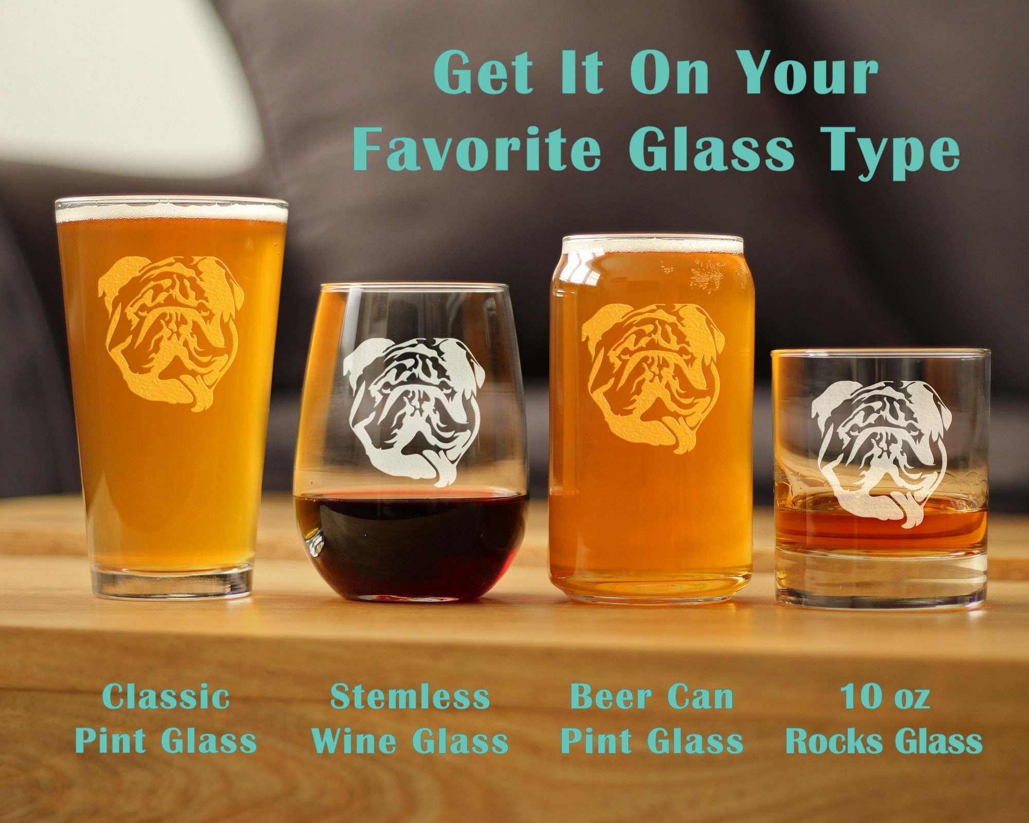 Bulldog Cute Funny Beer Can Pint Glass Etched Sayings - Etsy