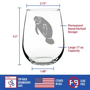 Manatee - Cute Stemless Wine Glass - Beach House Decor Gifts for Lovers ...