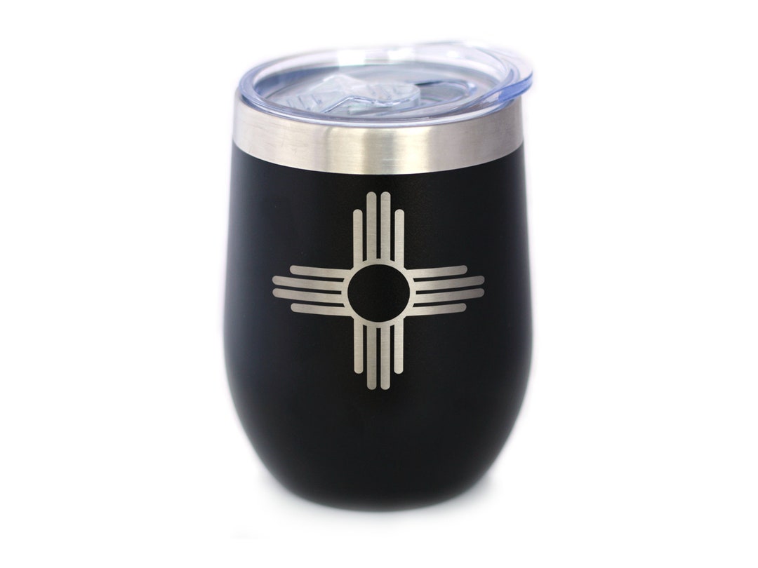 Flag of New Mexico Wine Tumbler Glass With Sliding Lid Stainless Steel ...