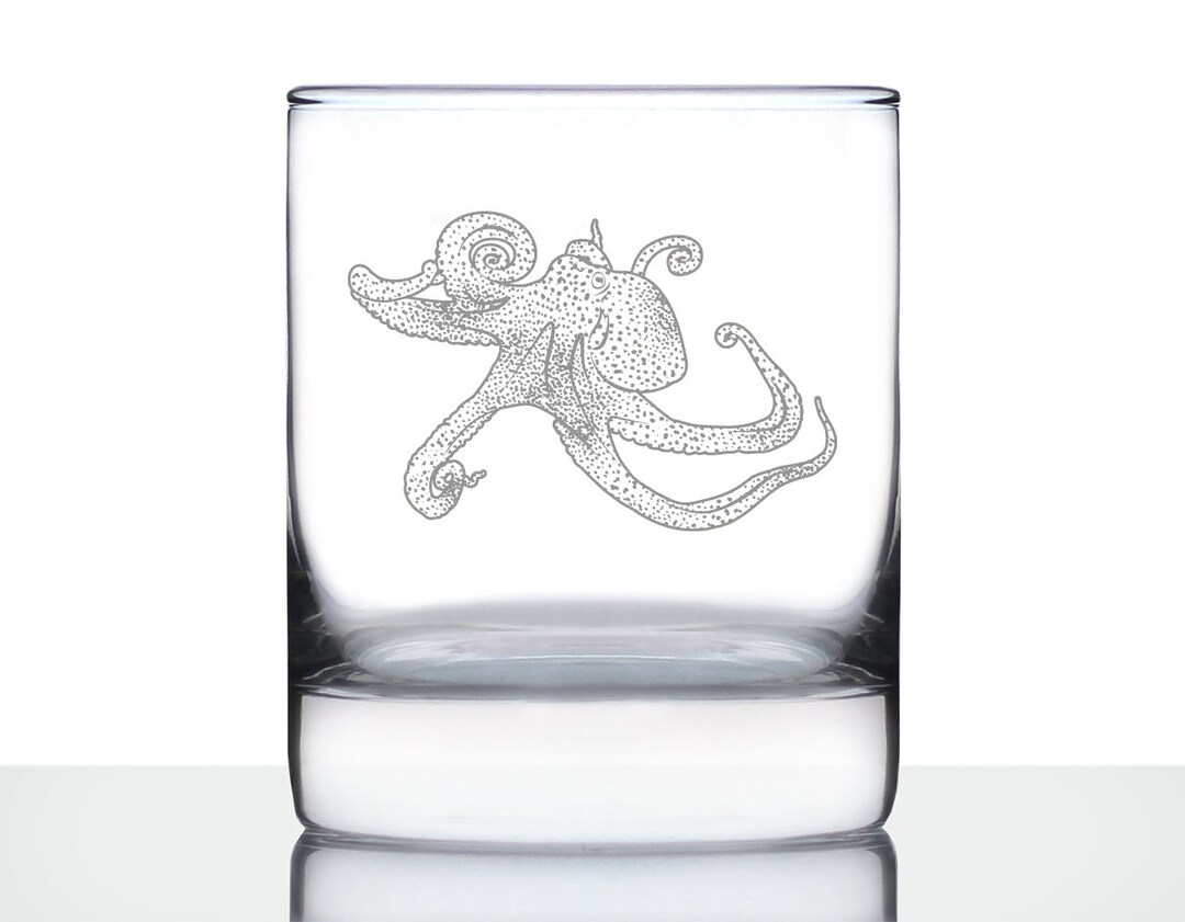 Octopus Engraved Whiskey Rocks Glass, Unique Decorative Gifts for Beach ...