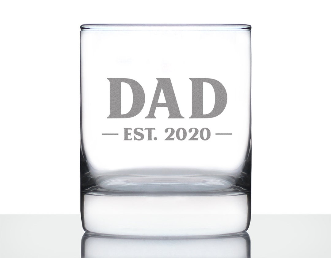 Dad Est. 2020 - Bold - 10 Oz Rocks Glass or Old Fashioned Glass, Etched ...