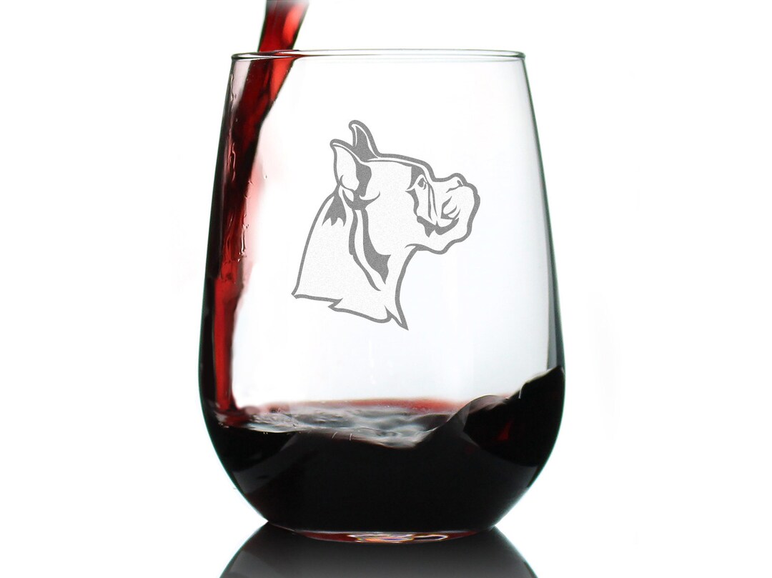 Boxer With Pointed Ears - Large Stemless Wine Glasses - Cute Gifts for ...