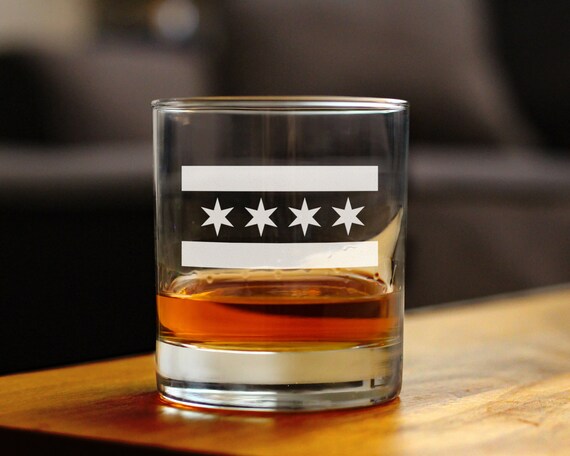 Chicago Flag Rocks Glass Engraved Old Fashioned Glasses for - Etsy