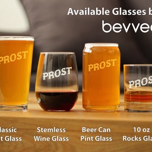 Prost - German Cheers - Cute Funny Beer Can Pint Glass, Etched Sayings ...