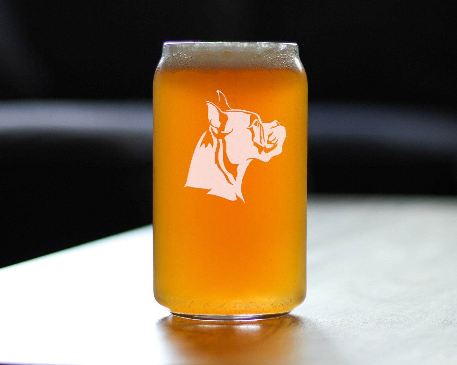 Boxer Face Pointed Ears Funny Beer Can Pint Glass Etched | Etsy