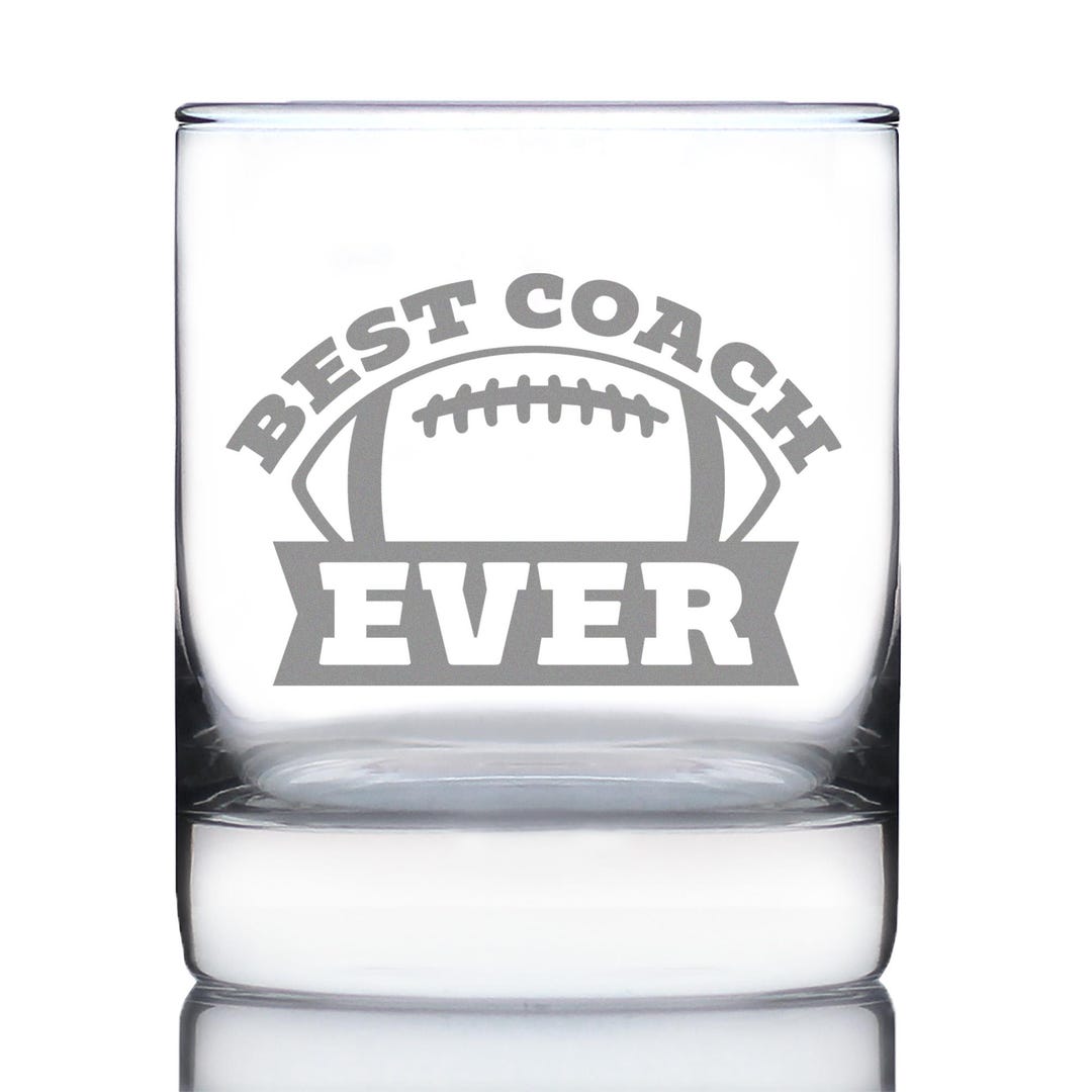 Football Coach Gifts for Coaches Whiskey Rocks Glass Best Coach Ever 10 ...