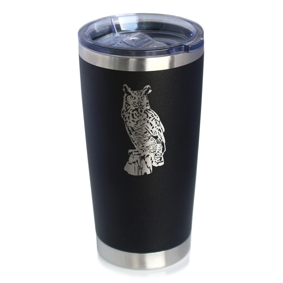 Great Horned Owl Insulated Coffee Tumbler With Sliding Lid Owl Decor ...