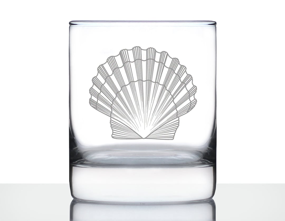 Seashell Engraved Whiskey Rocks Glass, Unique Decorative Gift for Beach ...