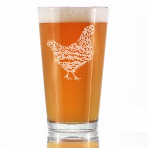 Hen - Cute Funny Pint Glass, 16 Oz, Etched Sayings, Cute Farmhouse ...