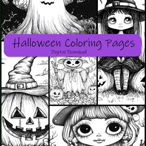 50 Halloween Coloring Pages Digital Download Witches, Monsters ...