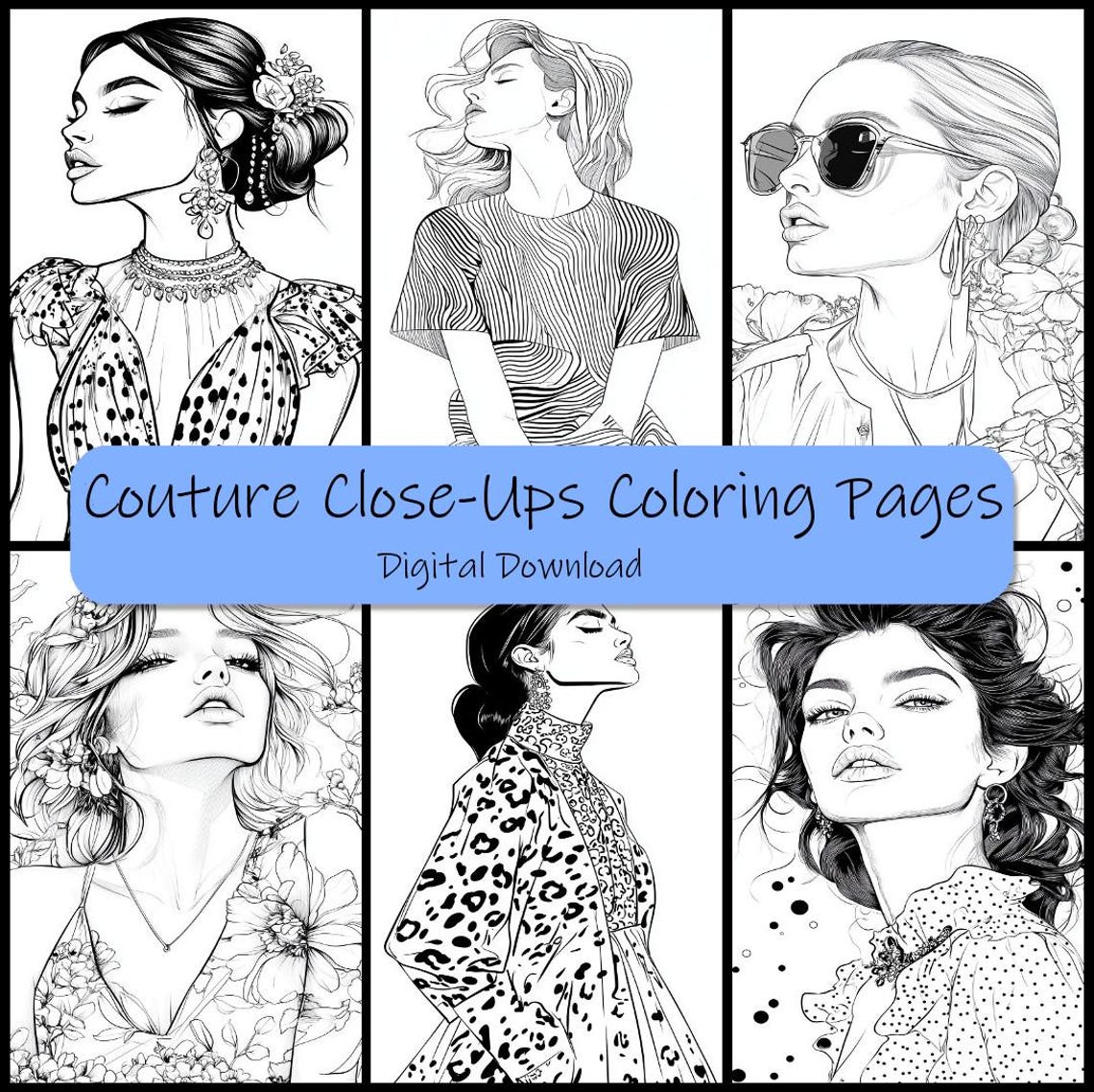 Fashion Model Coloring Book 40 Couture Portraits Men Women Style Close ...