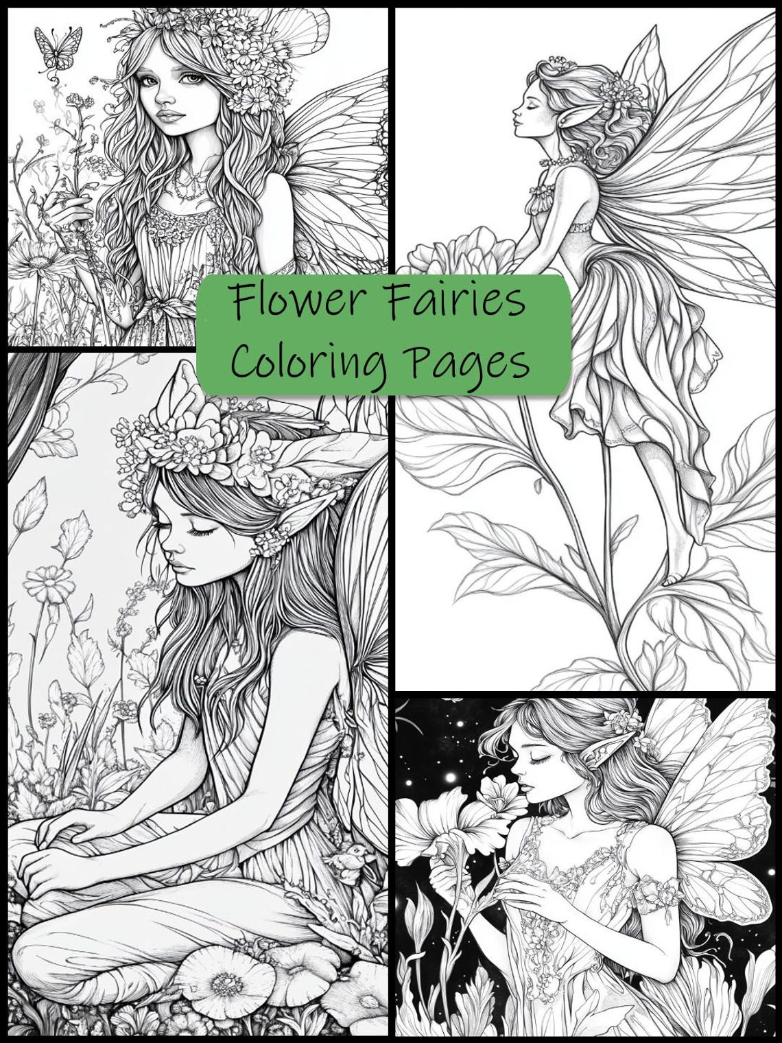 Flower Fairies Coloring Pages 25 Digital Pages Printable Fairy Art ...