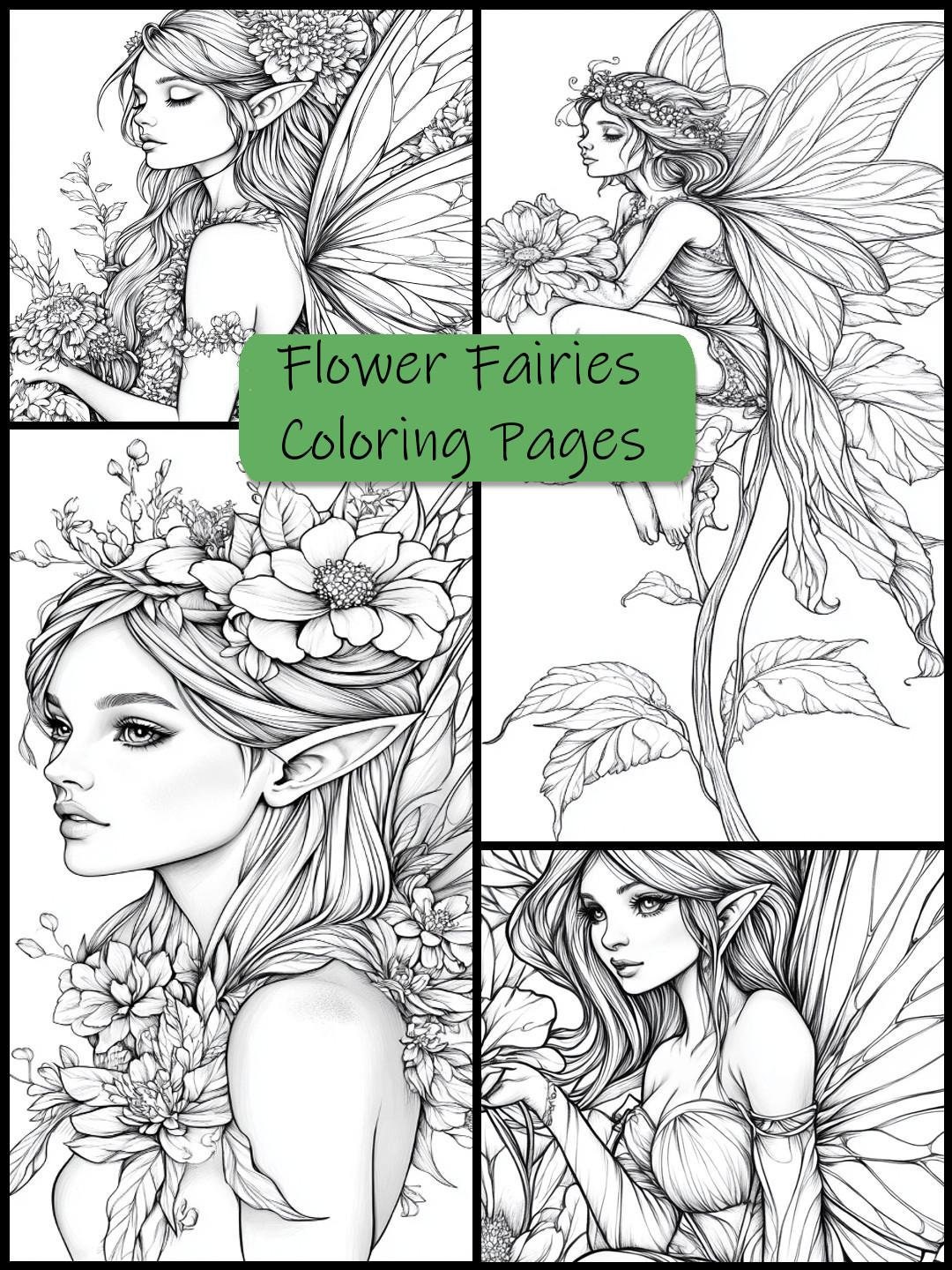 Flower Fairies Coloring Pages 25 Digital Pages Printable Fairy Art ...