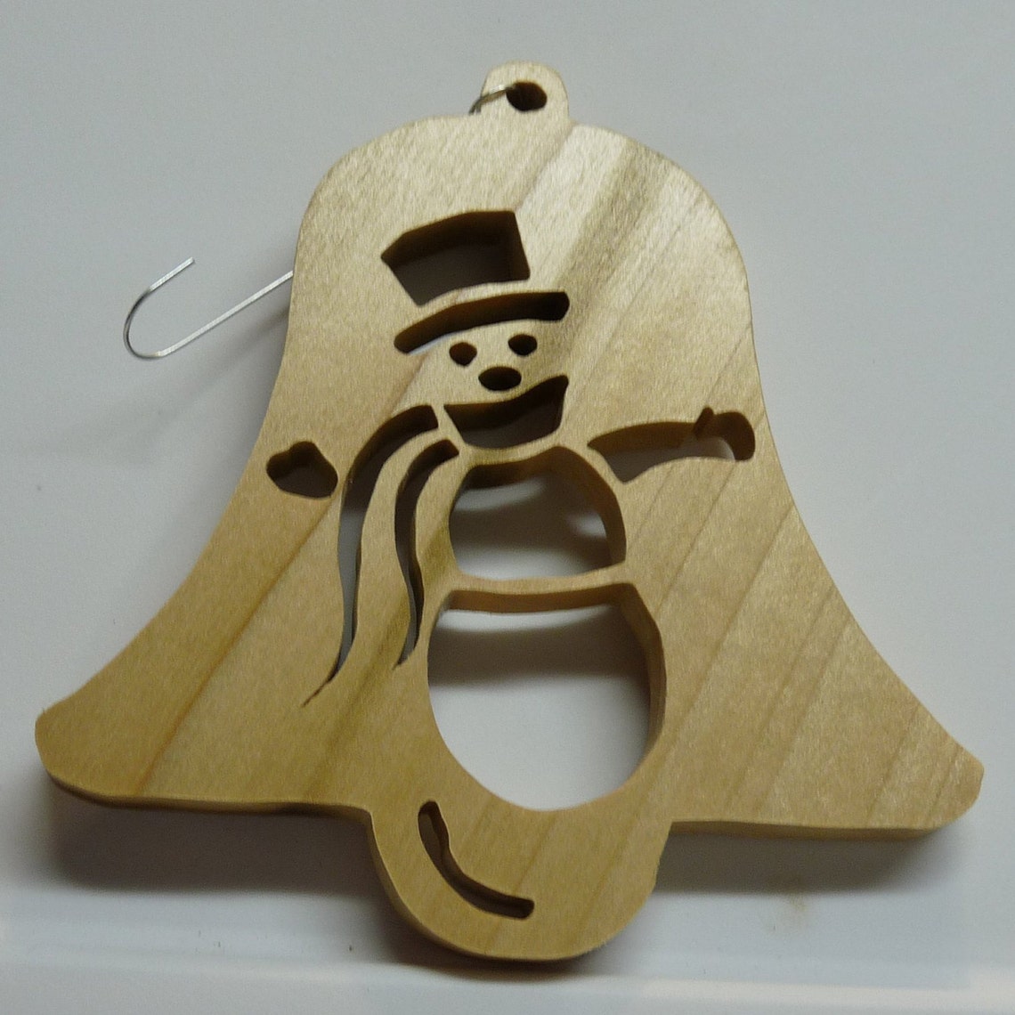 Scroll Saw Christmas Ornament Bell With Snowman With Scarf - Etsy