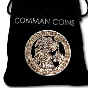 Hand Cut Hobo Coin Skull Indian Brave Warrior Skeleton With - Etsy