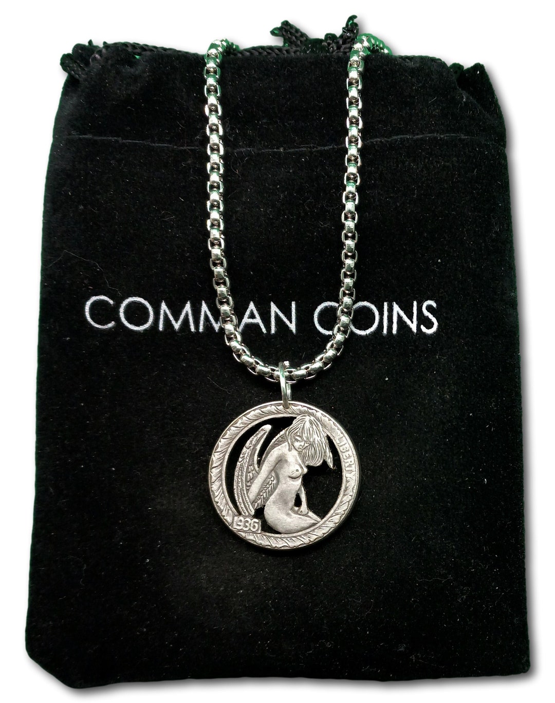 Cut Coin Hobo Coin Necklace Guardian Angel Sexy Girl Jesus God US ...