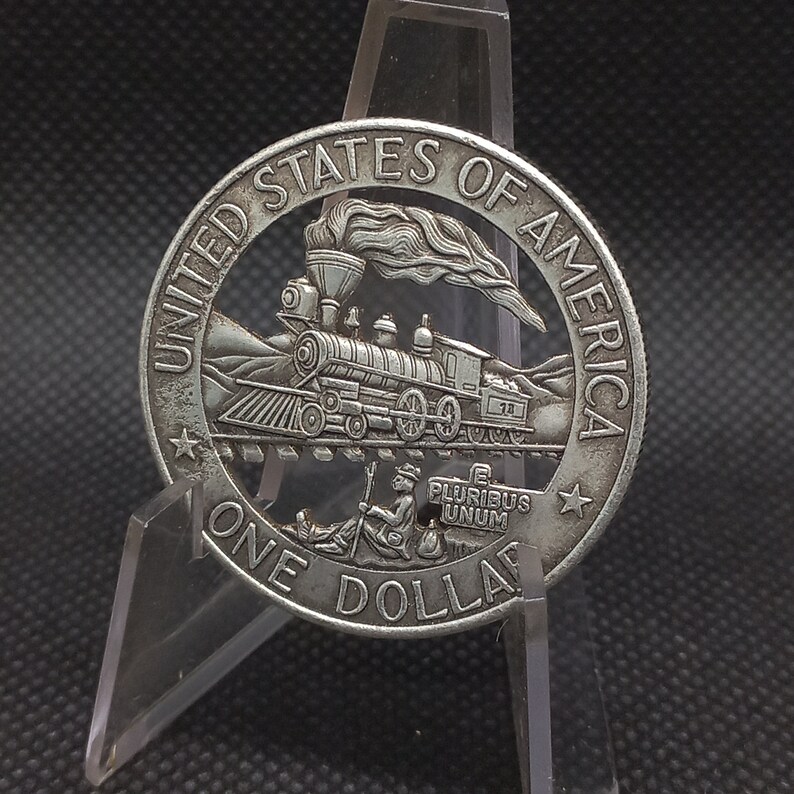 Cut Coin Hobo Train Conductor Locomotive Rail Road Tracks Homeless Man ...