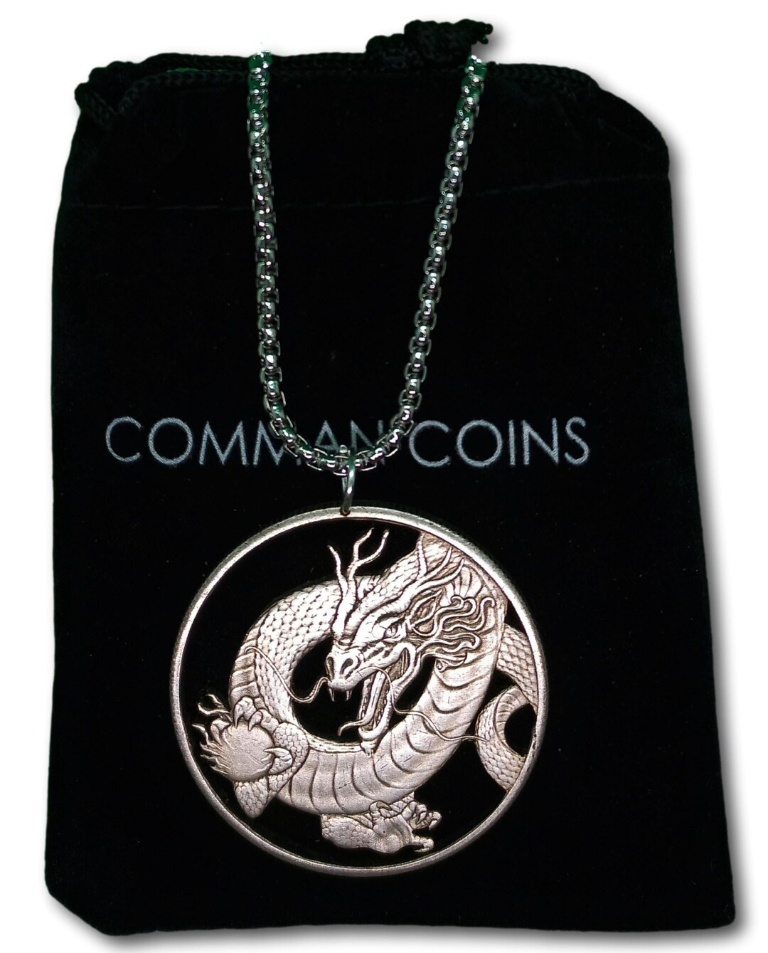 Cut Coin Hobo Coin Necklace Collection Chinese Flying Dragon Medieval ...