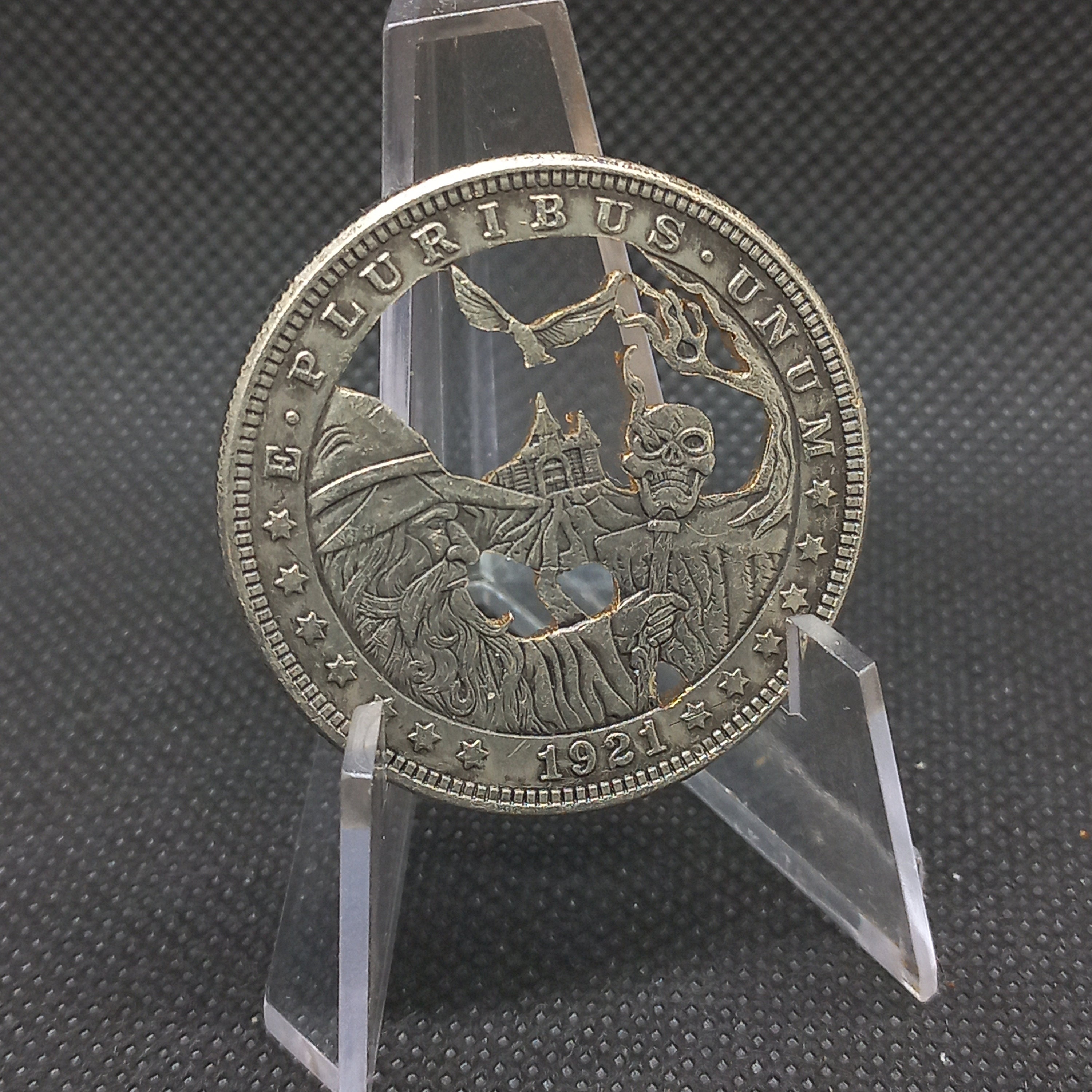 Hobo Cut Coin Medieval Castle Dark Wizard Black Magic Skull Raven Goth ...