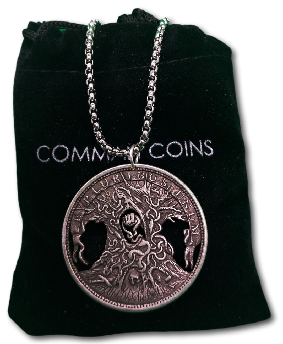 Cut Coin Hobo Coin Necklace Tree of Life Mother Nature Dark American ...